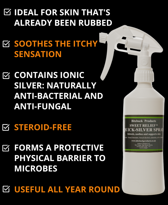 Biteback 'Sweet Relief Quick-Silver' Spray for Itchy Horses and Dogs ...