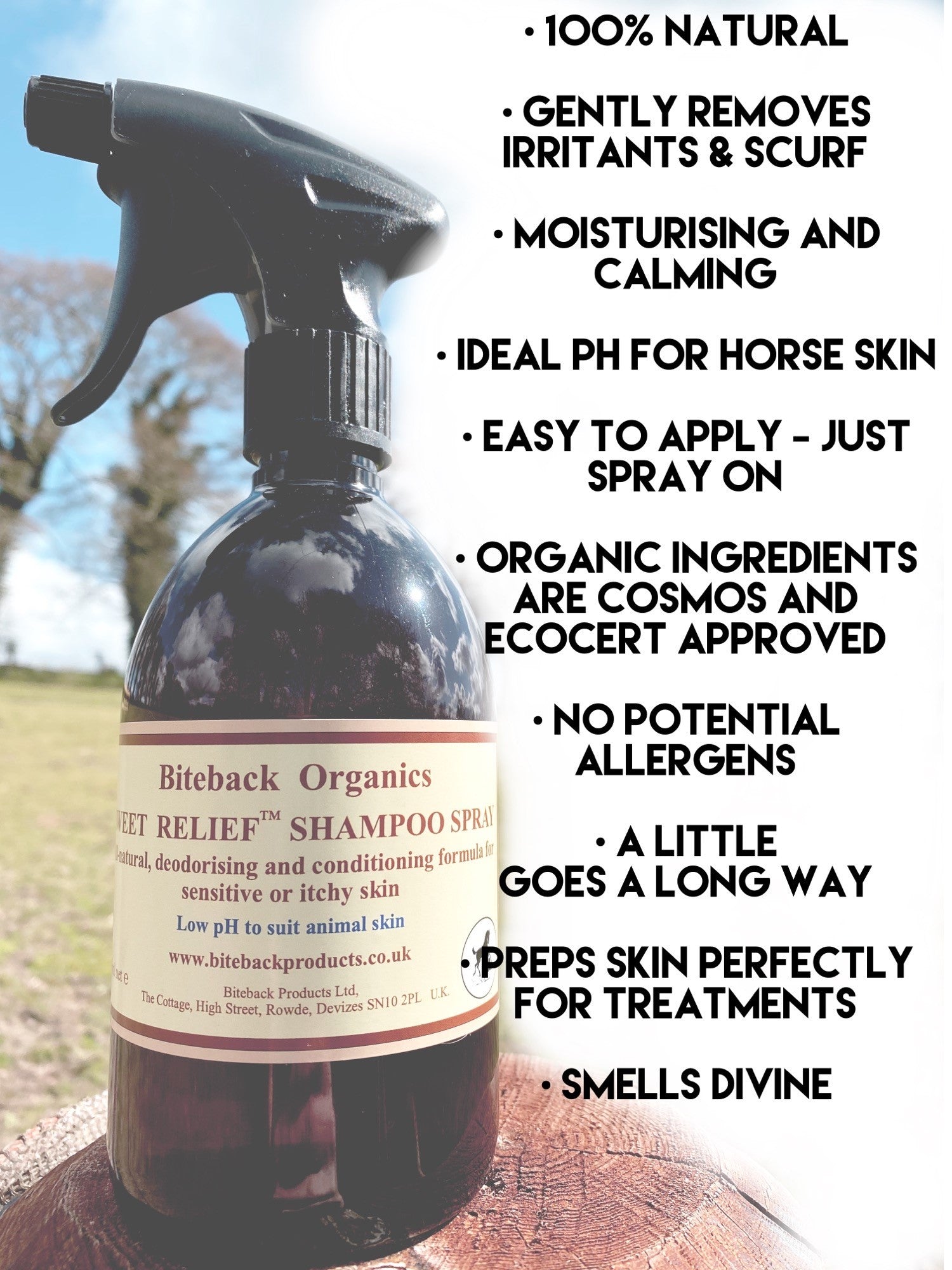 Biteback Organics 'Sweet Relief' All-Natural Shampoo for Itchy Horses ...